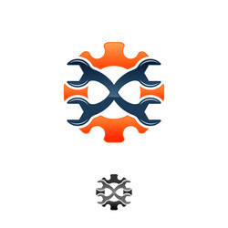 Gear and wrench icon red spanner black cog Vector Image