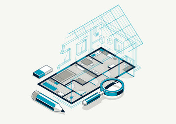 House floorplan drawing with pencil residential Vector Image