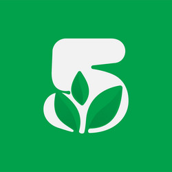 5 logo number five in fire flame negative space Vector Image