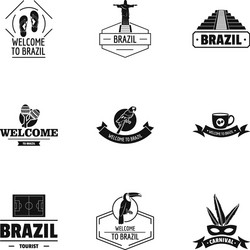 Brazil travel logo icons set simple style Vector Image