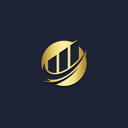 Gold arrow chart business finance logo Royalty Free Vector