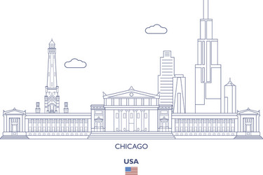 Linear chicago city skyline Royalty Free Vector Image