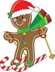 Gingerbread man cookie candycane in santa sleigh Vector Image