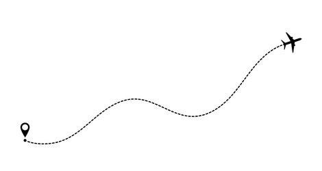 Airplane line path route Royalty Free Vector Image