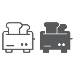 Toaster line icon kitchen and appliance Royalty Free Vector