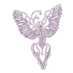 Skeleton angel outline sketch Royalty Free Vector Image