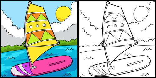 Narrowboat coloring page colored Royalty Free Vector Image