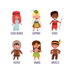 Kids wearing national costumes of different Vector Image
