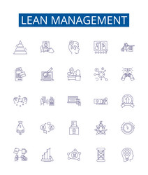 Lean manufacturing line icons signs set design Vector Image