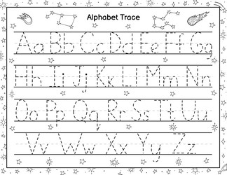 Trace alphabet activity page for kids handwriting Vector Image