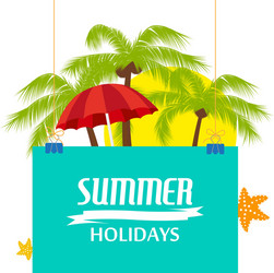 Summer time background with retro bus palms Vector Image