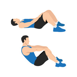 Man doing modified crunches abdominals exercise Vector Image