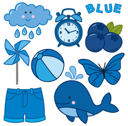 Yellow color flashcard with different objects Vector Image