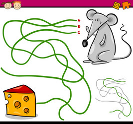 Mouse and cheese maze game for kids education Vector Image