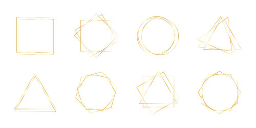 Golden geometric line frame set luxury wedding Vector Image