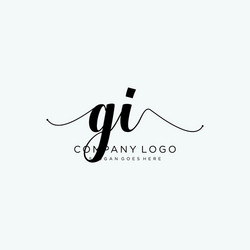 Gi initial handwriting logo design Royalty Free Vector Image