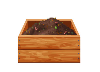 Organic soil heap for compost in wooden box Vector Image