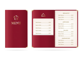 Realistic detailed 3d red and brown menu Vector Image
