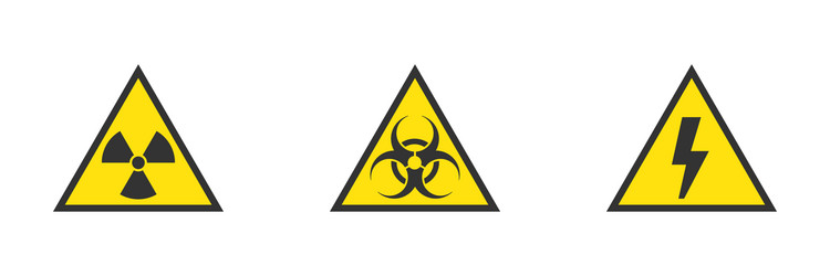 Hazard icons yellow triangle warning signs Vector Image