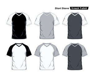 Short sleeve v-neck raglan t-shirt front view Vector Image