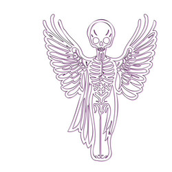 Skeleton angel outline sketch Royalty Free Vector Image
