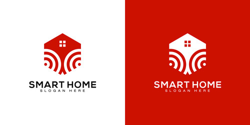 Smart home tech logo with line art style Vector Image