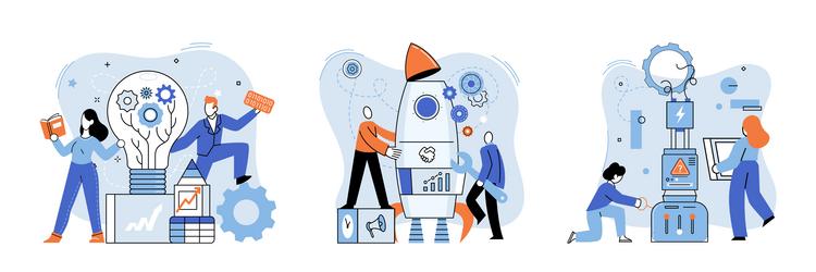 Team solving complex problems teamwork Royalty Free Vector