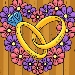 Wedding ring cartoon colored clipart Royalty Free Vector