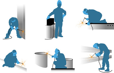 Welder with a tool for welding Royalty Free Vector Image