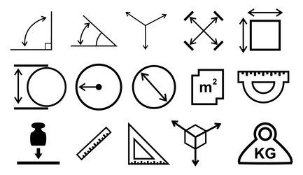Angles icon set with acute supplementary isolated Vector Image