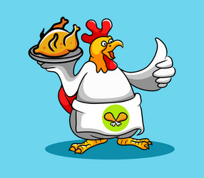 Chef cooking fried chicken Royalty Free Vector Image