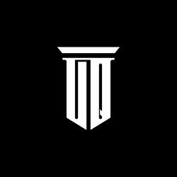 Uq logo monogram with gold colors and shield Vector Image