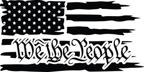 Distressed waving flag we the people preamble text