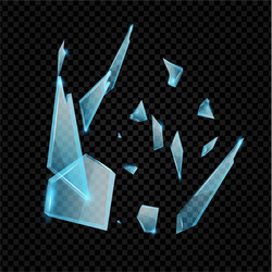 Realistic transparent shards broken glass blue Vector Image