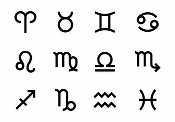 Set of simple zodiac signs with captions Vector Image