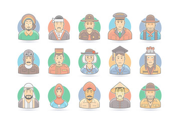 Cartoon people icon set character Royalty Free Vector Image