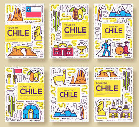 Chile brochure cards thin line set country Vector Image