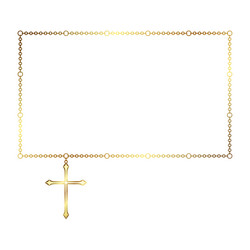 Golden christian cross with leaves pattern Vector Image