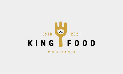 King food fork logo design Royalty Free Vector Image