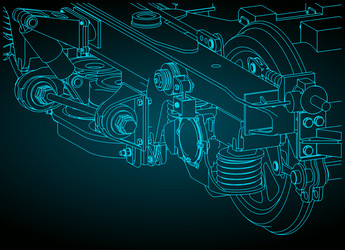 Railway bogie blueprints Royalty Free Vector Image