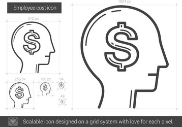 Employee cost line icon Royalty Free Vector Image