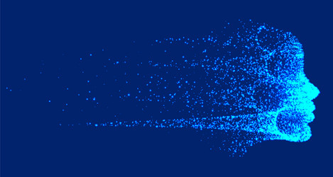 Artificial intelligence ai destroying blue face Vector Image