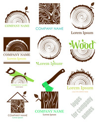 Set a cross section of the trunk with tree rings Vector Image