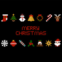 Set of pixel art christmas icons Royalty Free Vector Image