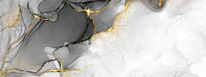 Abstract fluid art with black alcohol ink Vector Image