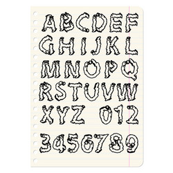 Cute handwritten ink alphabet Royalty Free Vector Image