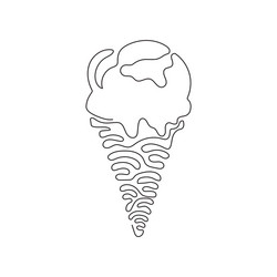 Single one line drawing ice cream cone icon Vector Image