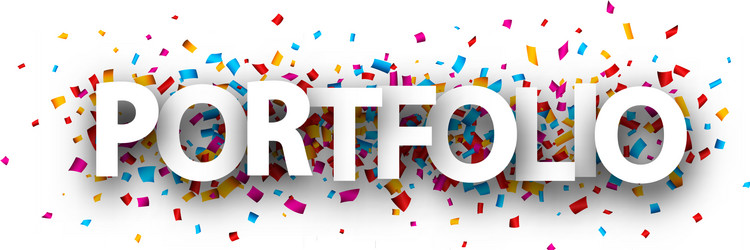 Portfolio paper banner with colorful brush strokes