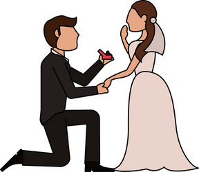 Wedding proposal cartoon Royalty Free Vector Image