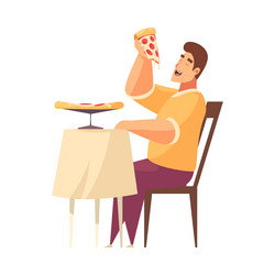 Boy eating pizza Royalty Free Vector Image - VectorStock